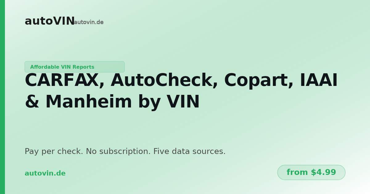 Manheim Auction History by VIN — Wholesale Sale Price, MMR | autoVIN